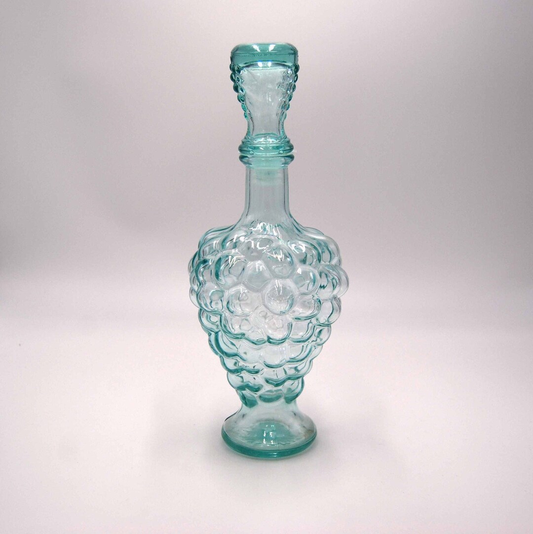 Vintage Blue/green Glass Decanter. - Etsy