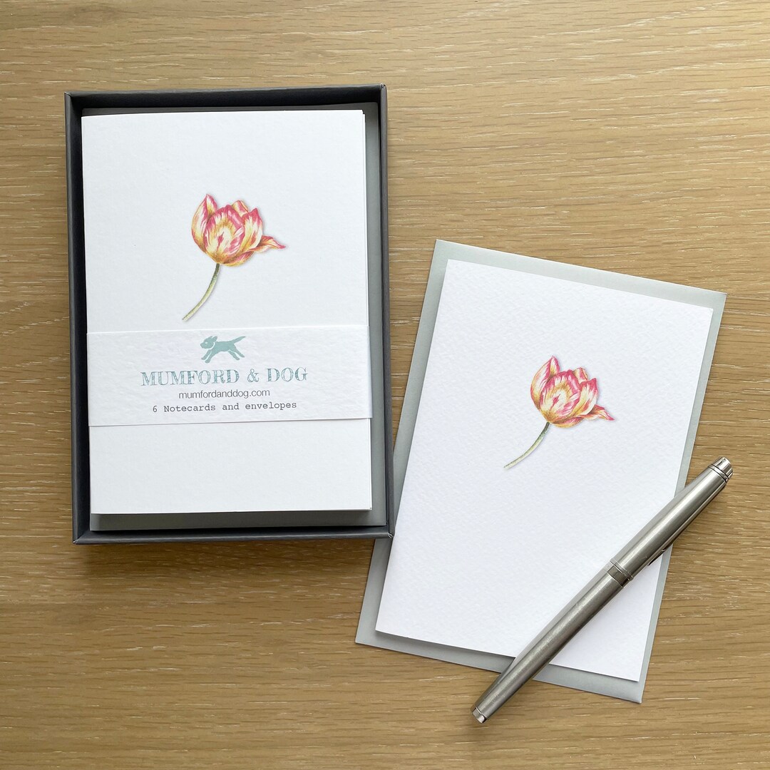 Set of Six Luxury Note Cards in Gift Box | A6 Tulip Notecards | Mother ...