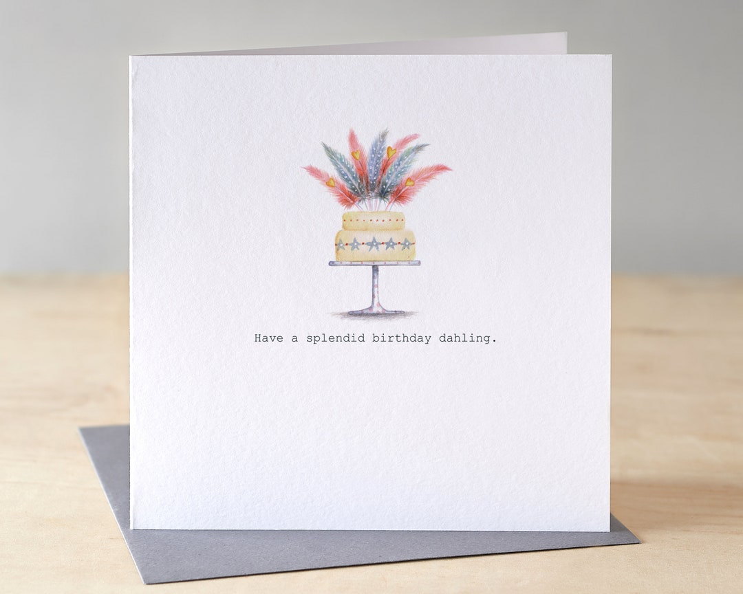 Diva Birthday Card | Feather Cake, Splendid Birthday - Etsy