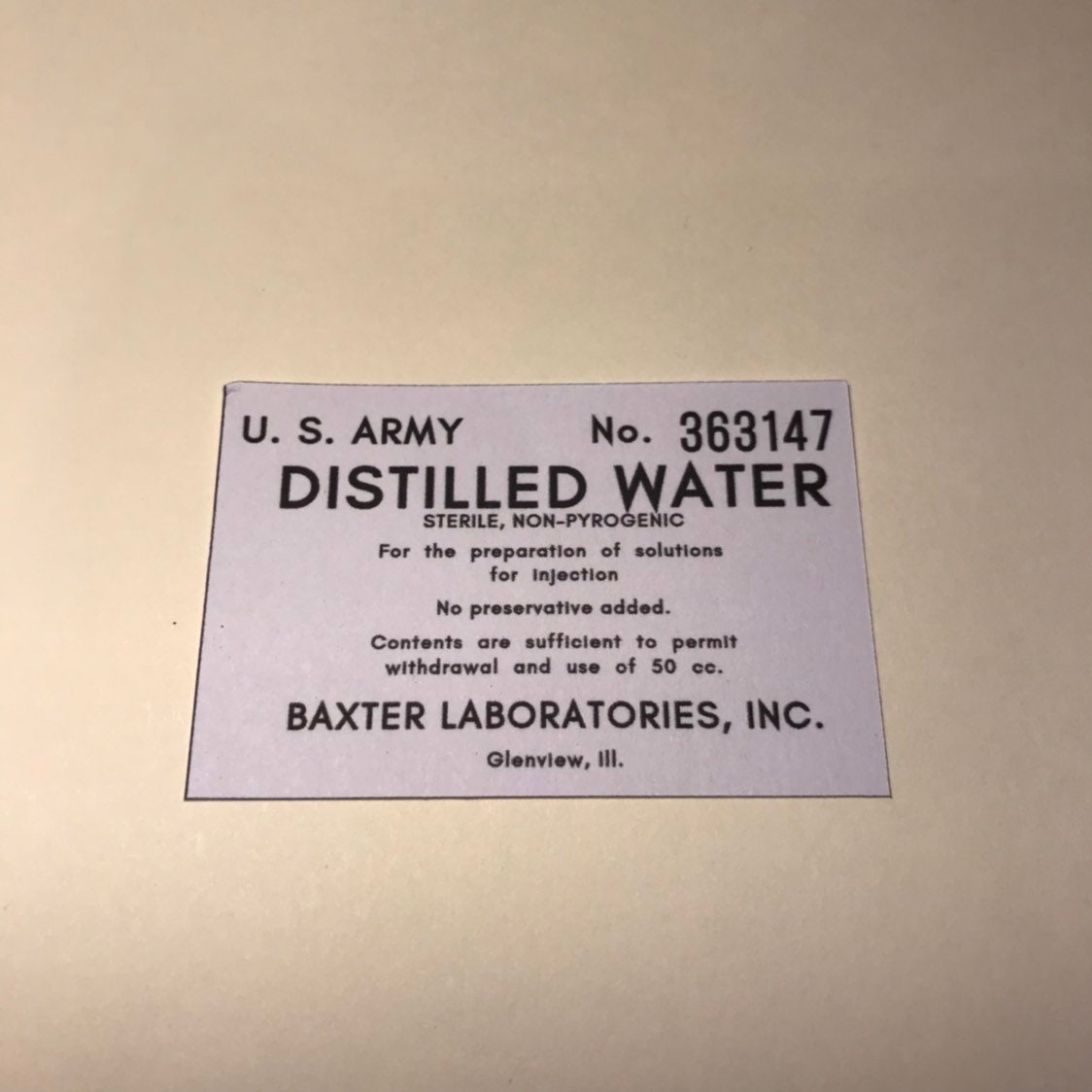 WW2 US Distilled Water Labels Repro | Etsy
