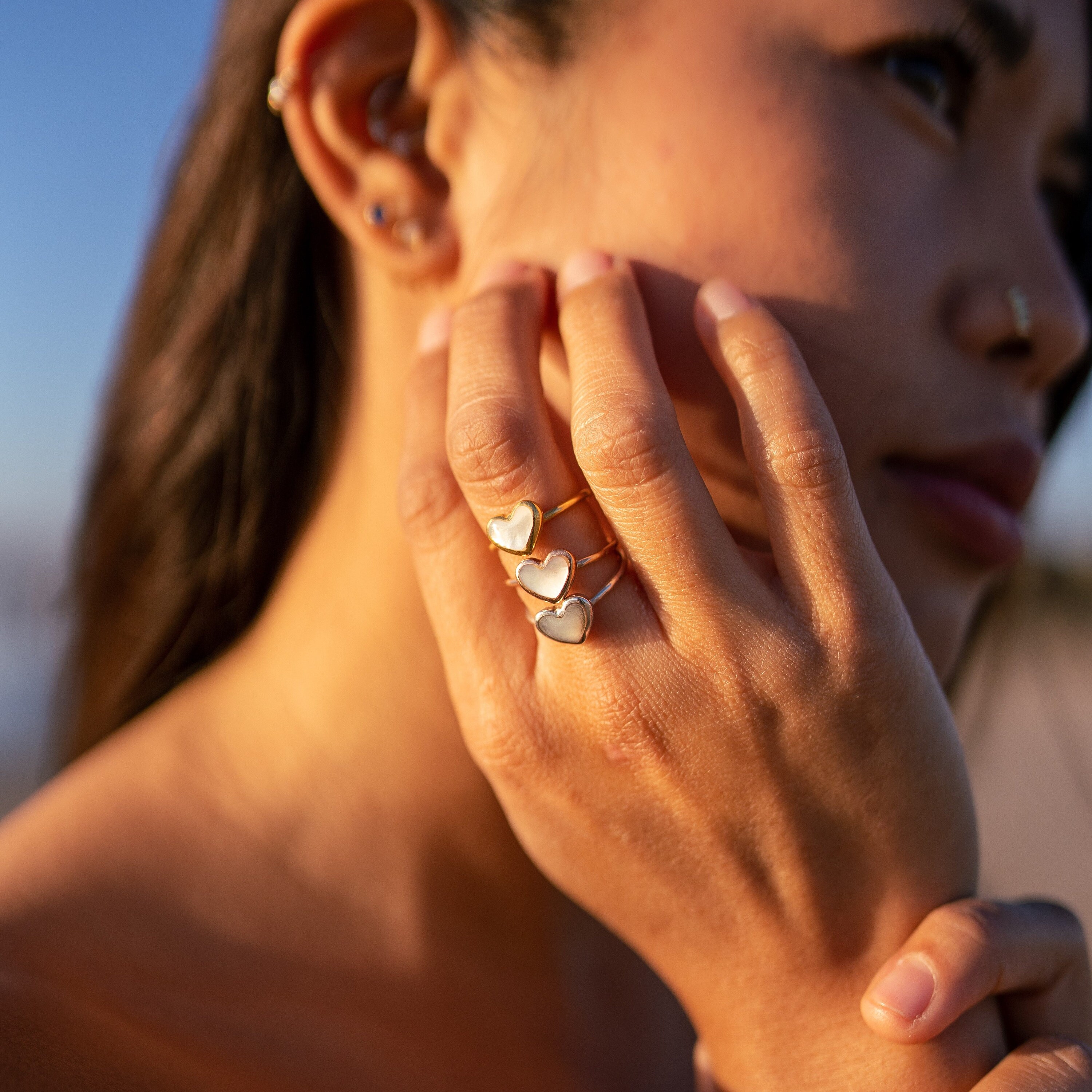 PIYOGA - Mother of Pearl Heart Ring. Handmade in Bali, Ocean-inspired Jewelry for Women and ...