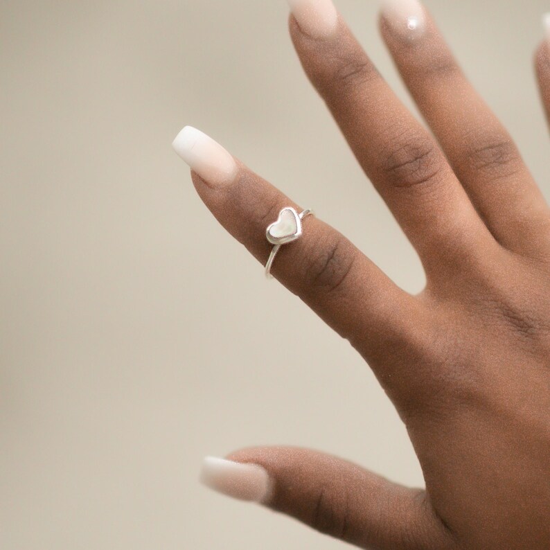 PIYOGA - Mother of Pearl Heart Ring. Handmade in Bali, Ocean-inspired Jewelry for Women and ...
