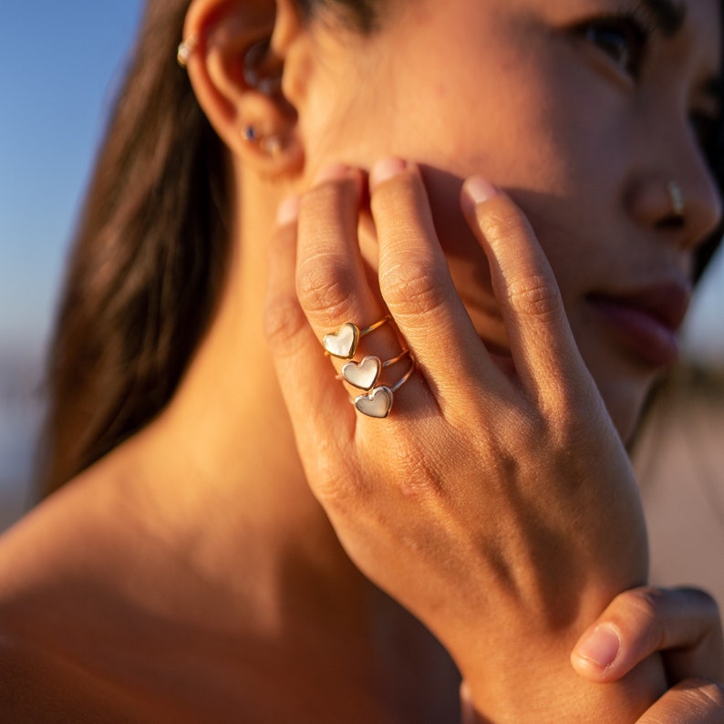 PIYOGA - Mother of Pearl Heart Ring. Handmade in Bali, Ocean-inspired Jewelry for Women and ...