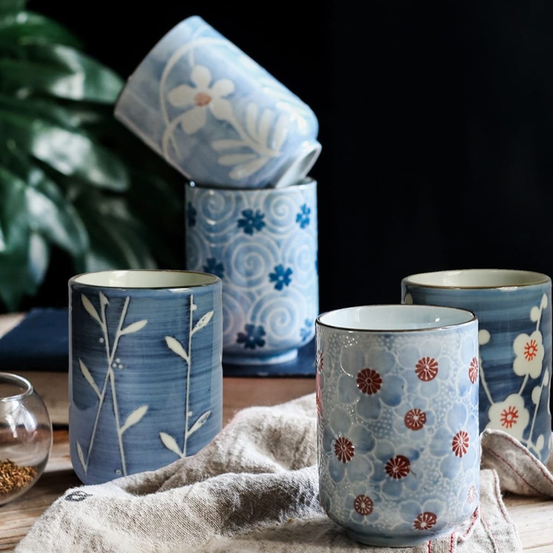 Set of 2 Japanese Teacup Ceramic Tea Cup Mug Japanese Traditional ...
