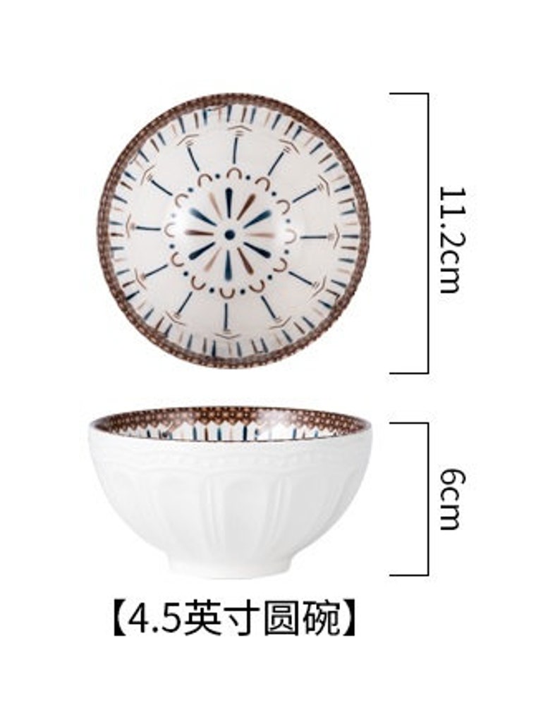 Ceramic Japanese Chinese Rice Bowl Bohemian Style Pattern Gift - Etsy