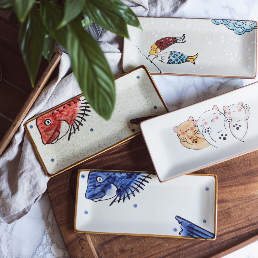 Japanese Style Ceramic Sushi Serving Platter Rectangular Sushi Plate - Etsy
