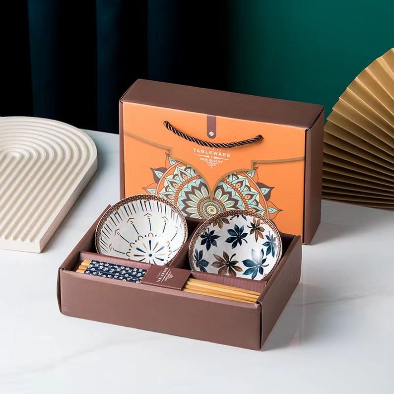 Ceramic Japanese Chinese Rice Bowl Bohemian Style Pattern Gift - Etsy