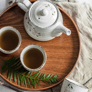 Japanese Chinese Spring Blossom Teapot & 5 Teacups Set With Stainless ...