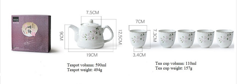 Japanese Chinese Spring Blossom Teapot & 5 Teacups Set With - Etsy UK