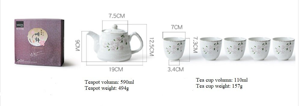 Japanese Chinese Spring Blossom Teapot & 5 Teacups Set With - Etsy UK