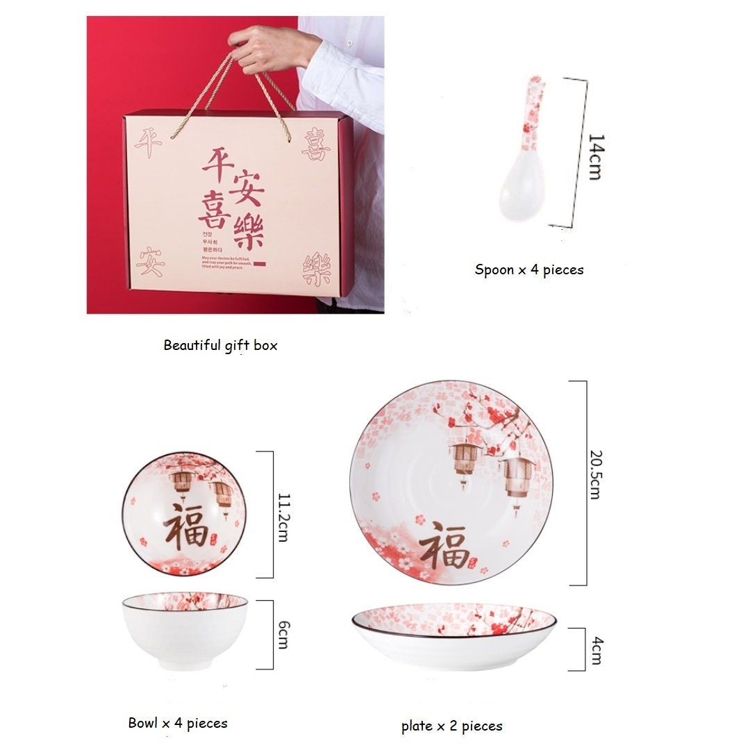 Japanese Chinese Ceramic Dinnerware Set Plates Bowls Spoons - Etsy