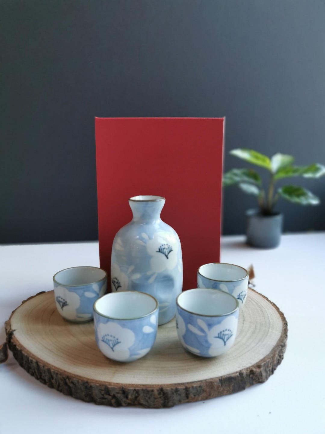 5 Pieces Ceramic Japanese Sake Set Hand Painted 1 Pot 4 Cups - Etsy