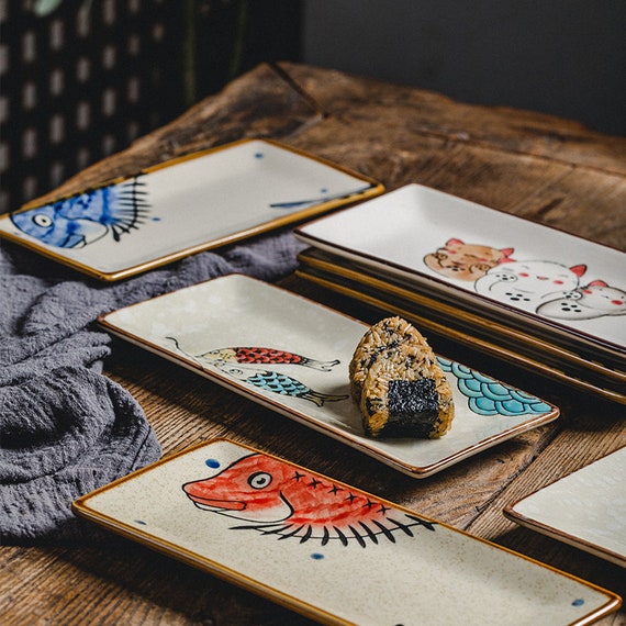 Japanese Style Ceramic Sushi Serving Platters Rectangular - Etsy UK