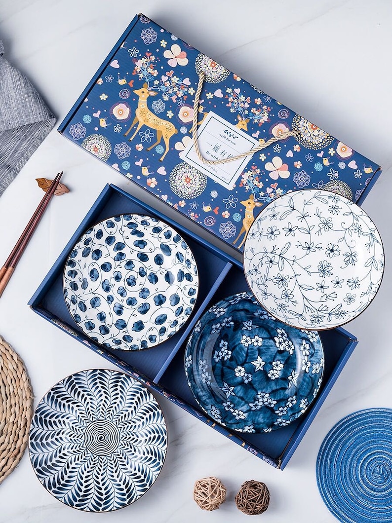 Japanese Chinese Ceramic Dinnerware Set Plates Bowls Spoons - Etsy