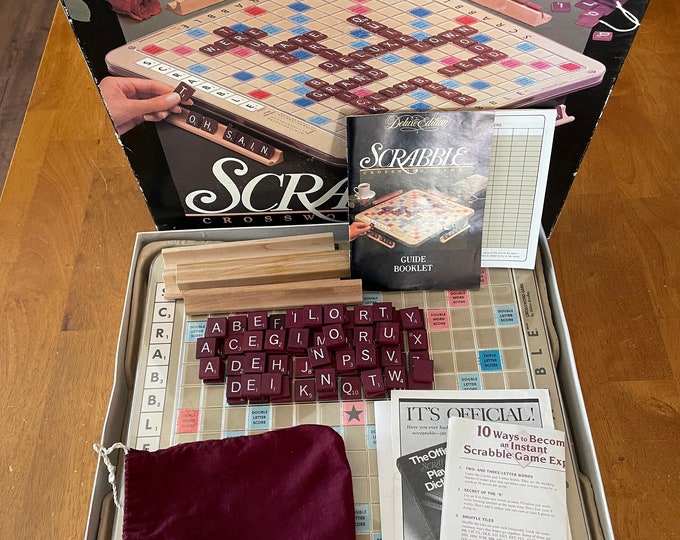 Vintage complete 1989 Deluxe Collectors Edition Rotating Board Scrabble ...