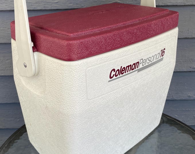 Vintage Maroon and White Coleman 16 Quart Camping/fishing/beach ...