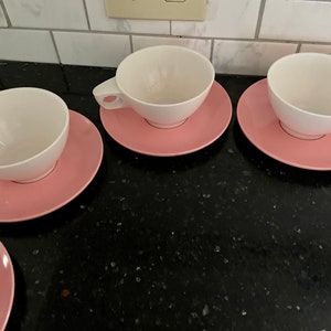 Vintage Melamine 1950's Boontonware Set of 6 Cups and Saucers Pink ...