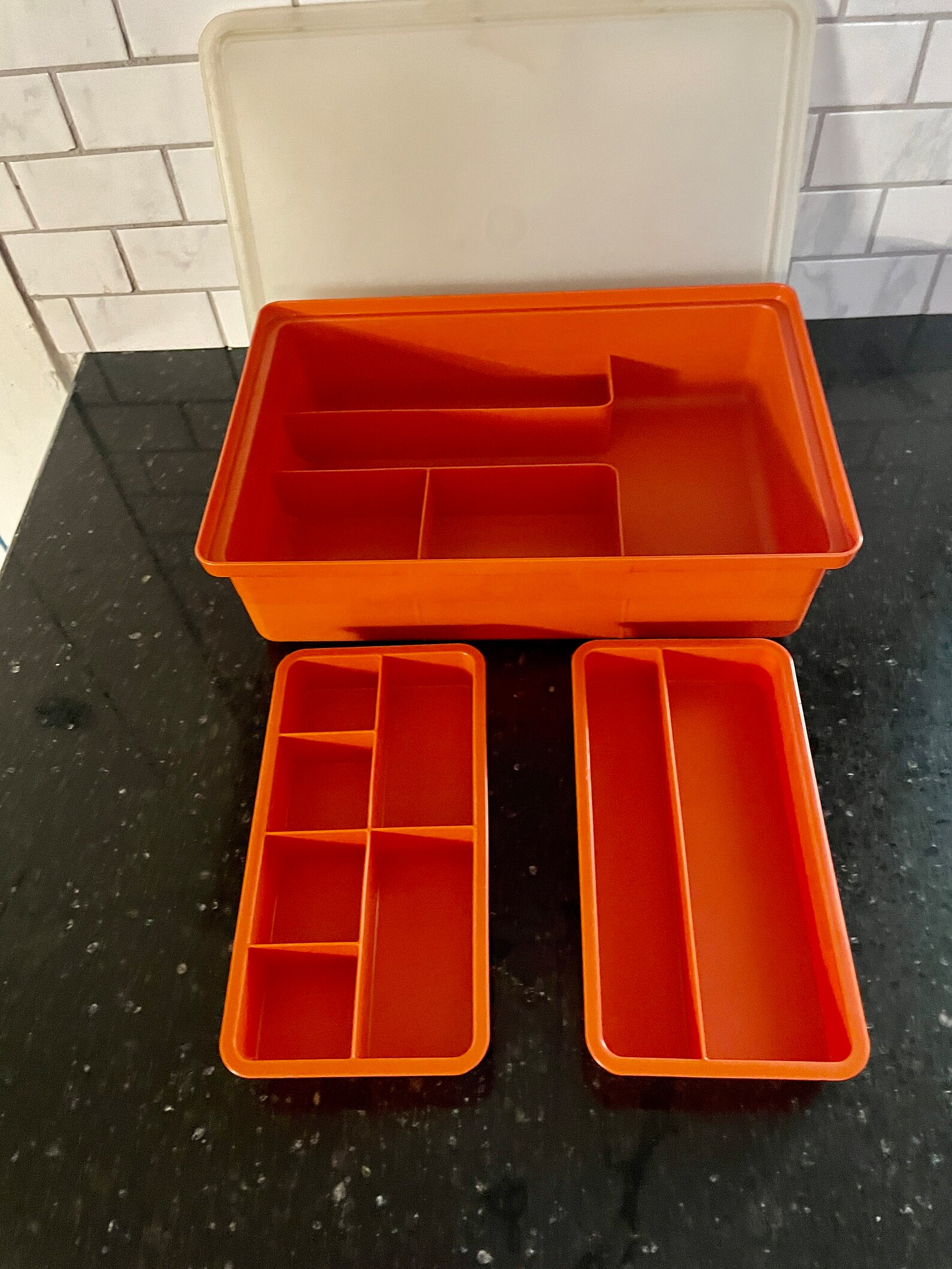 Vintage complete 1980's Orange 2 Tier Storage Organizer Case - Etsy