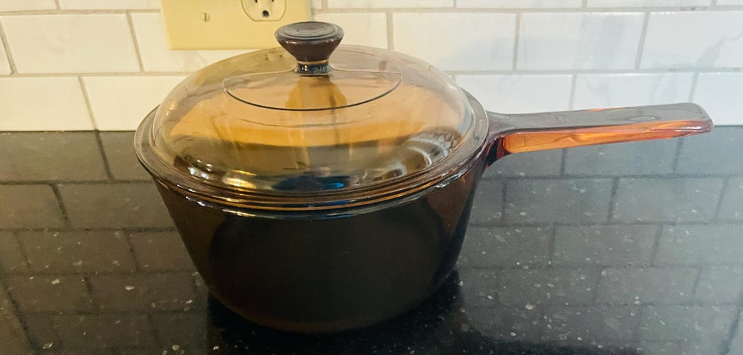Vintage Brown 1980's Nonstick Pyrex Corning Vision Ware 1 1/2 Liter ...
