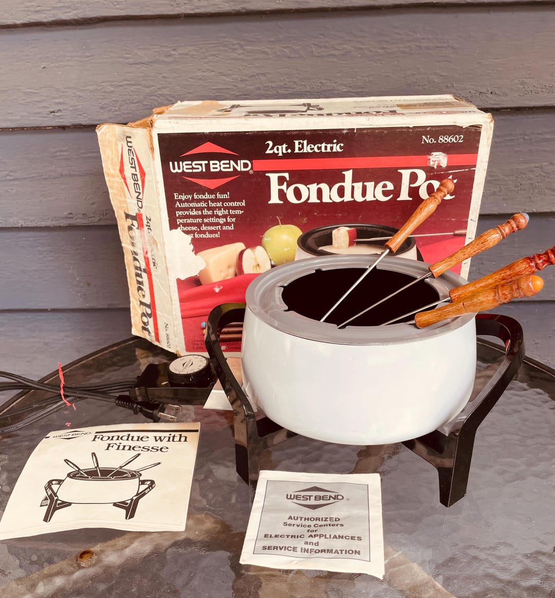 Vintage Electric Fondue Set With 4 Color Coded Fondue Forks, Retro 1970 ...