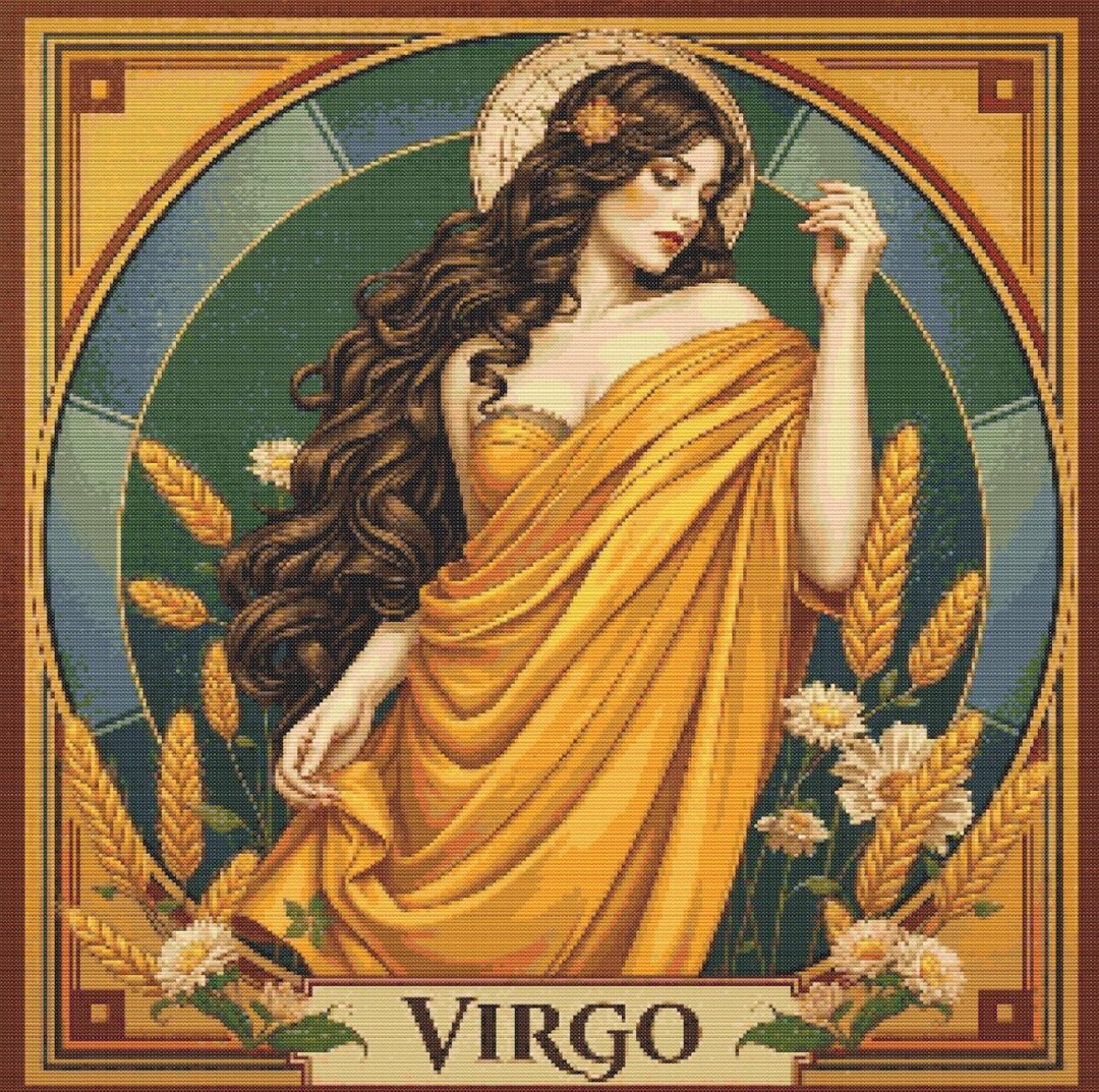 Virgo Zodiac Cross Stitch Pattern | Elegant Modern Embroidery Design ...