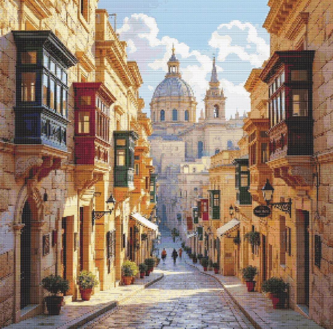Golden Stroll Through Valletta – Cross Stitch Pattern (digital Download ...