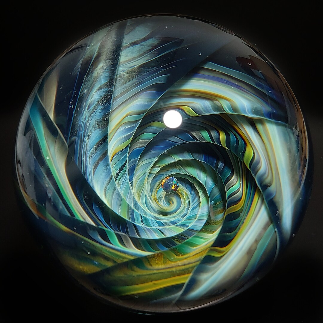 Marble Vortex Decor in Gold and Silver Vapor With an Opal - Etsy