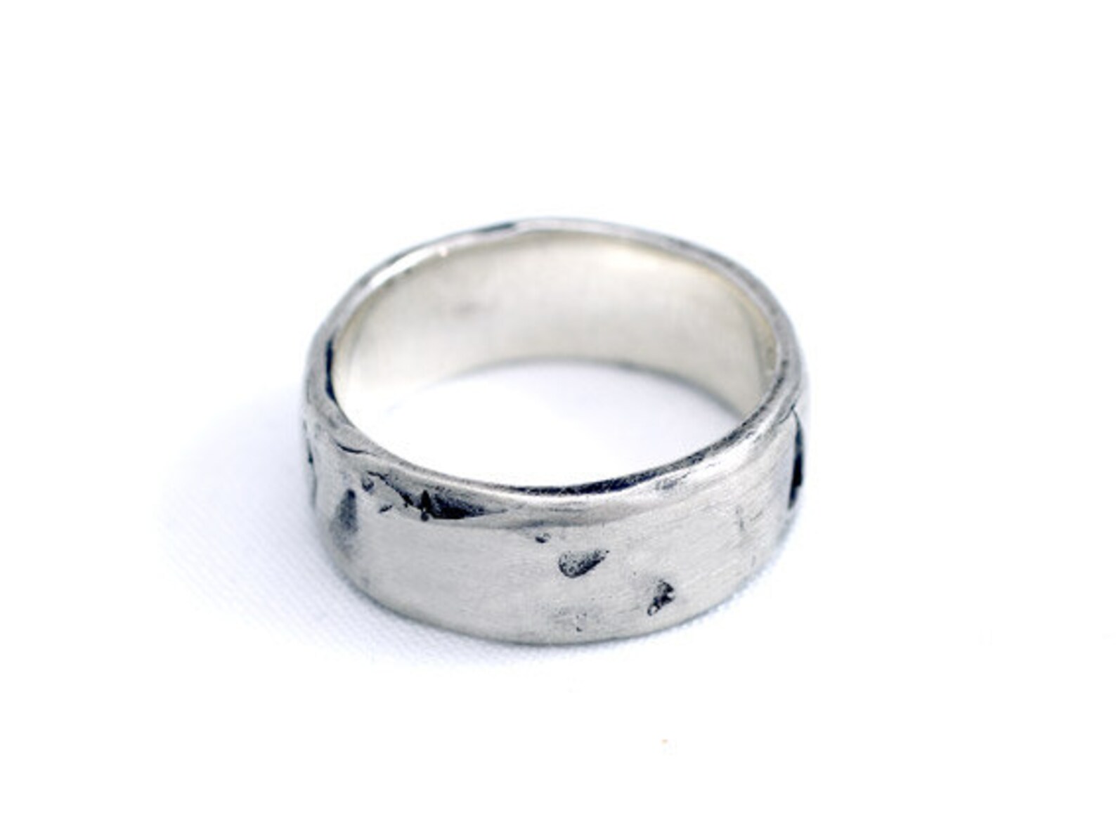 HARD Ring Sterling Silver 925 in Matte Finish. Hemmered Ring. - Etsy UK