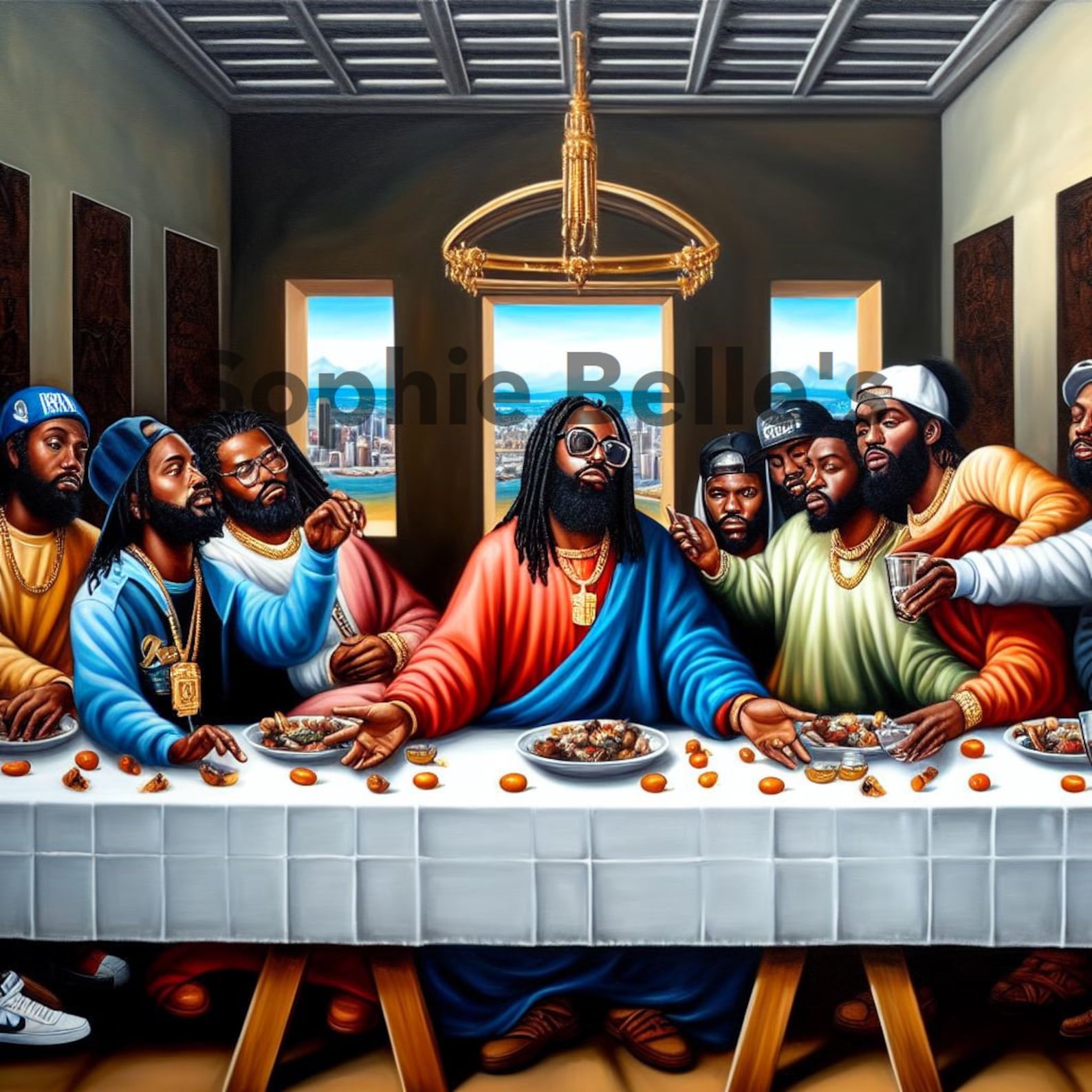 Urban Last Supper Oil Painting Digital Art Black African American Art ...
