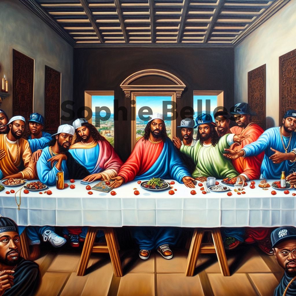 2 Urban Last Supper Oil Painting Digital Art Black African American Art ...