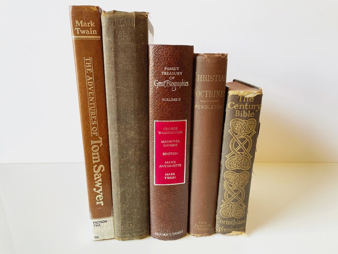 Set of 5 Vintage Brown Books Shades of Brown Antique Books Five Vintage ...