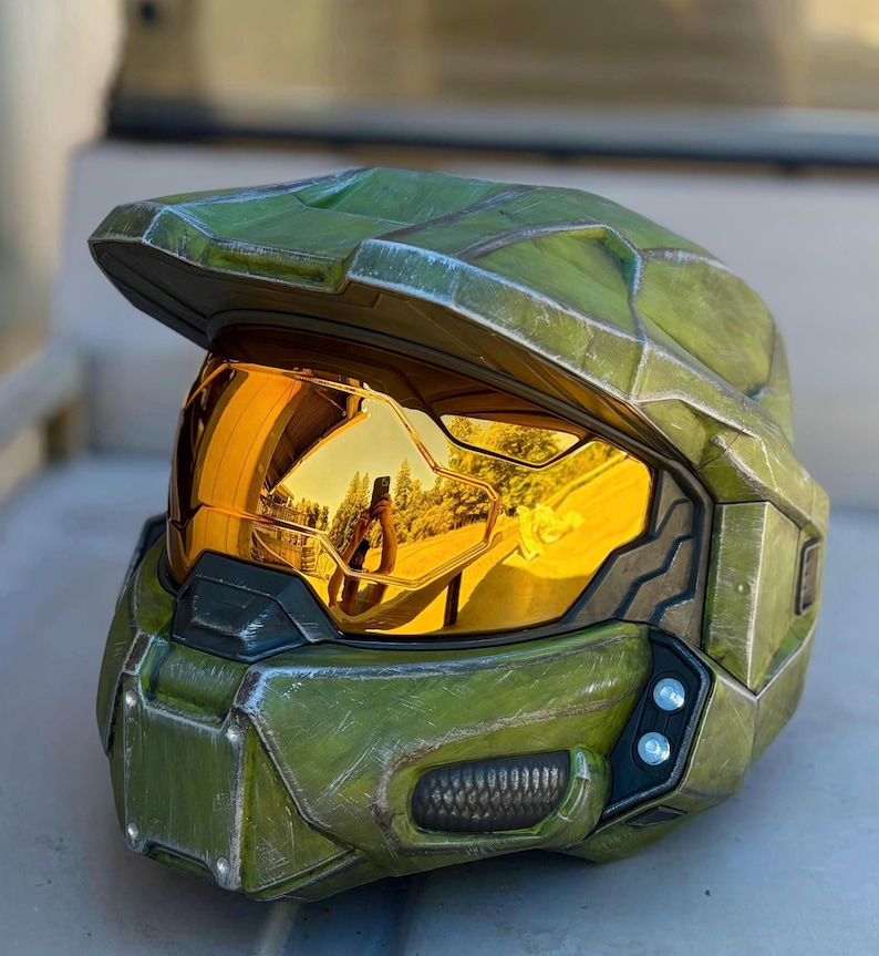 CUSTOM - DELUXE Halo Helmet Master Chief Full Sized Wearable With LED ...