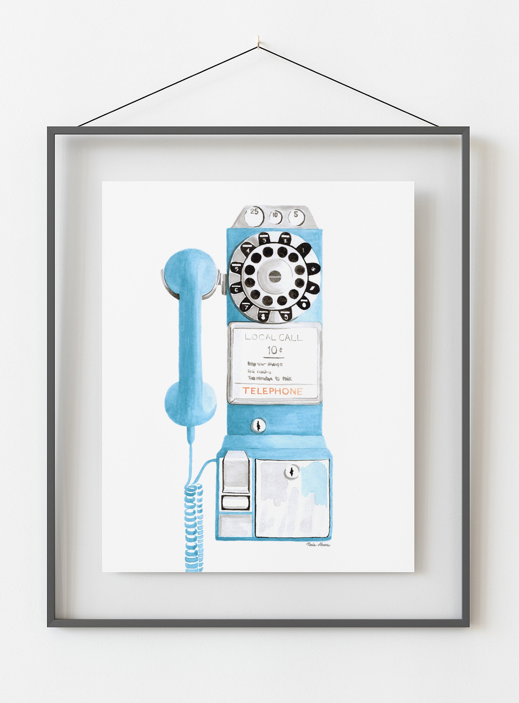 Vintage Payphone Watercolor Art Print - Etsy