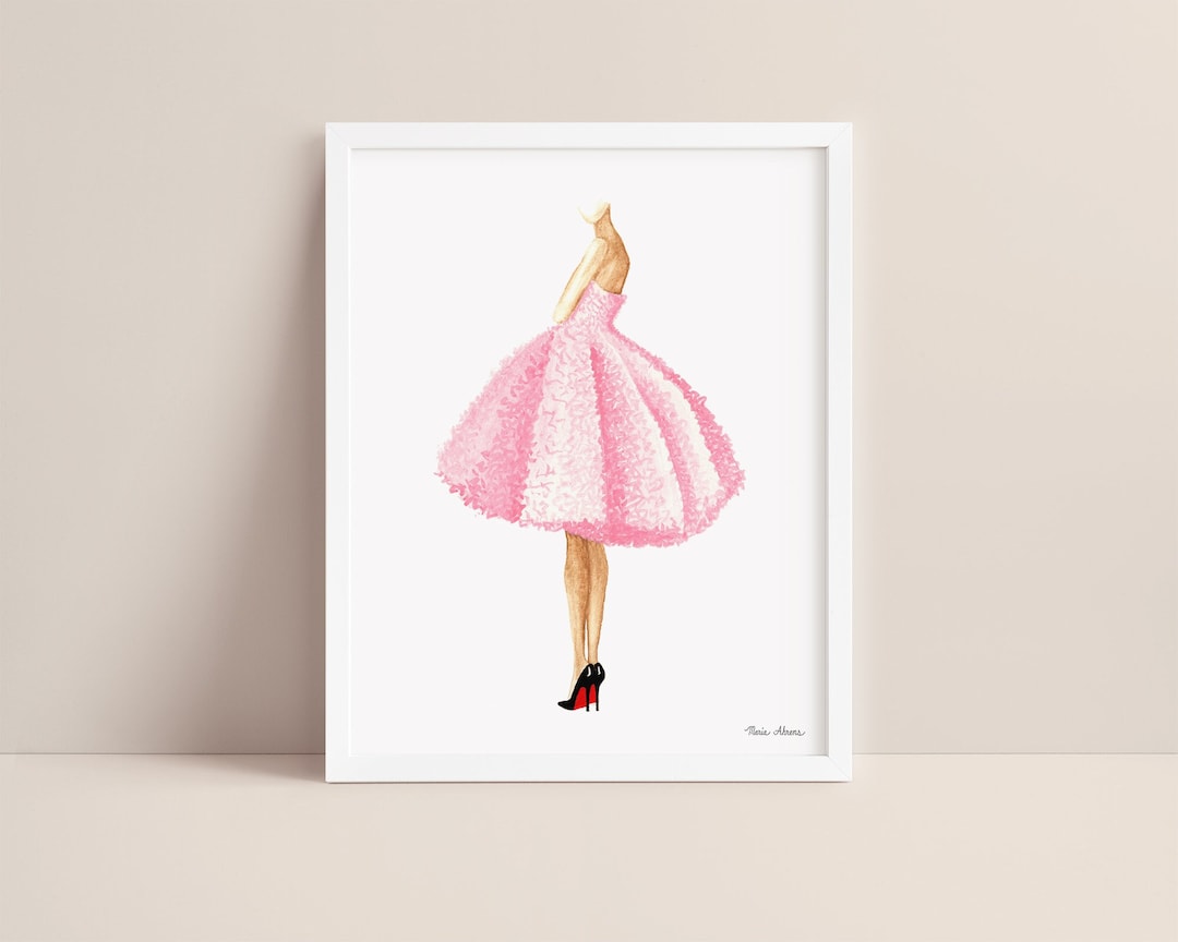 Pink Dress Fashion Illustration - Art Print From Original Watercolor ...