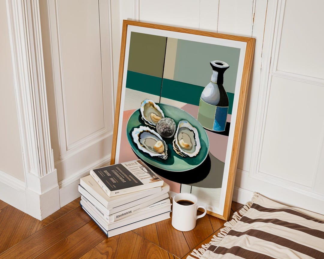 Scandi Style Food Poster – Cubism - Oysters - Colorful Modern Art Print ...