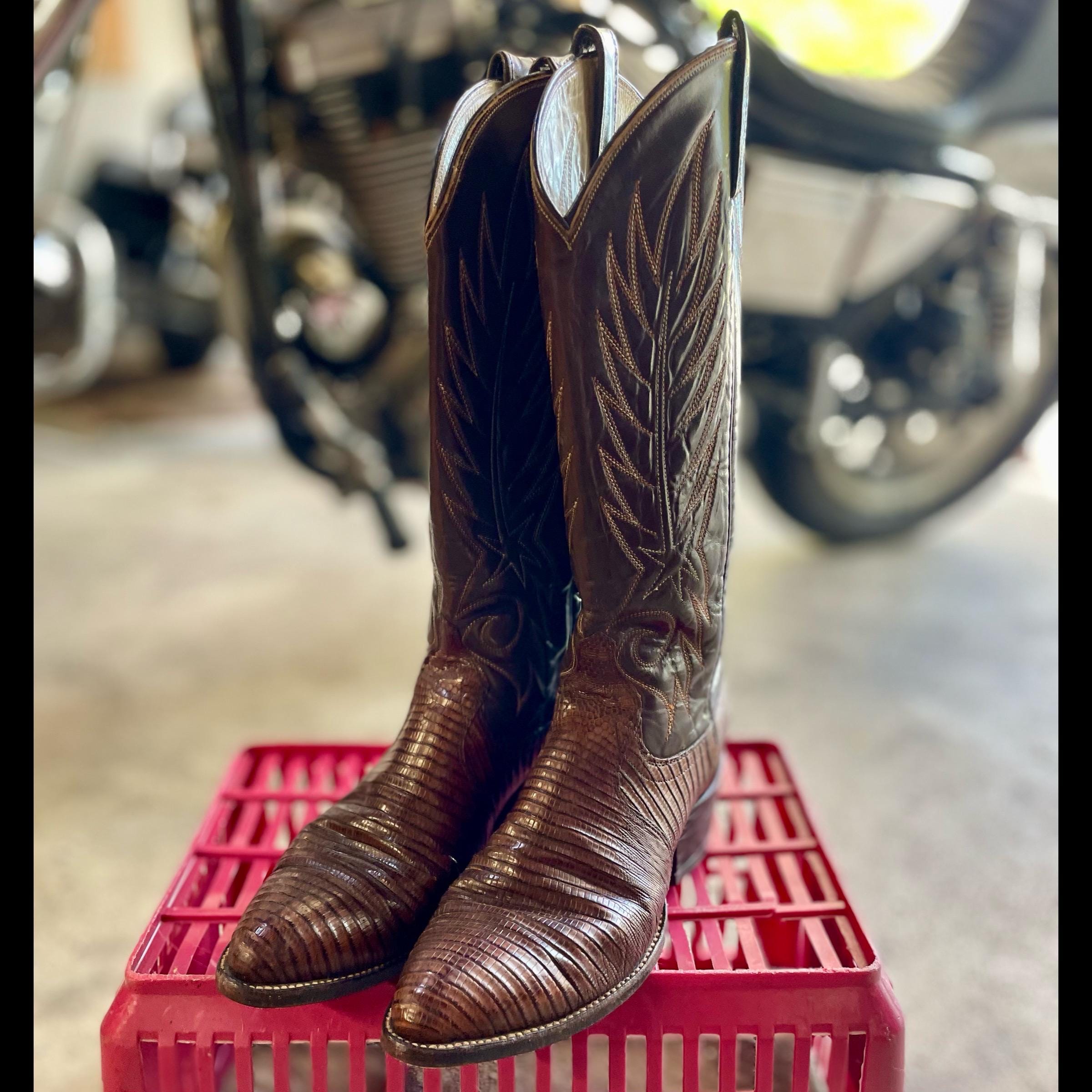 Vintage 1990 Dan Post Brown Leather Cowboy Boots women's size 6.5