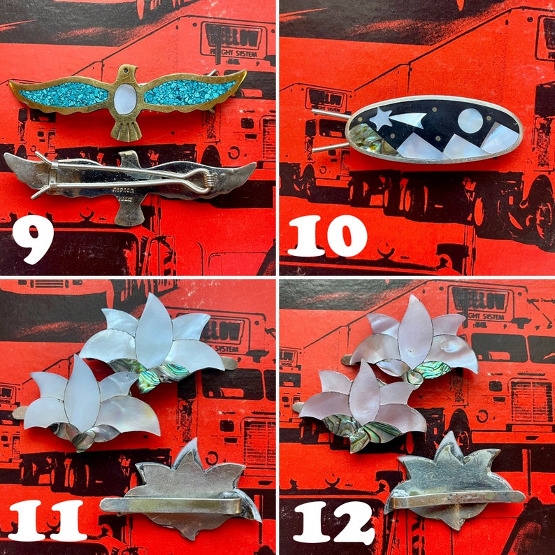 Vintage Southwestern Hair Combs and Barrettes Abalone Shell Mother of ...