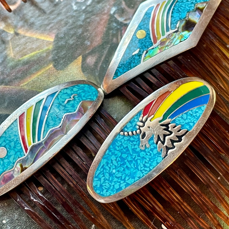 Vintage Southwestern Hair Combs and Barrettes Abalone Shell Mother of ...