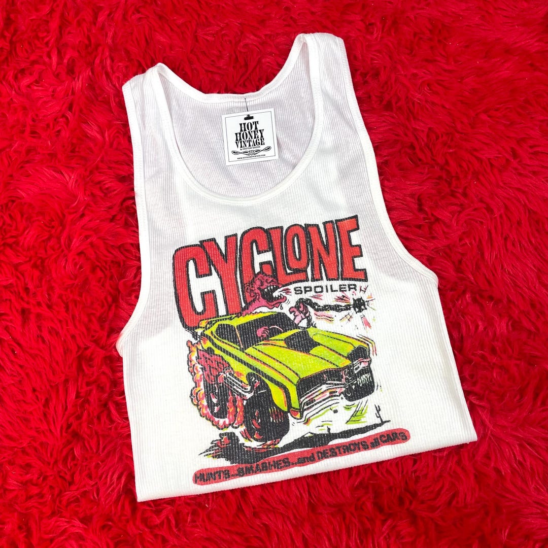 Ribbed Tank With Cyclone Vintage Inspired Graphic - Etsy