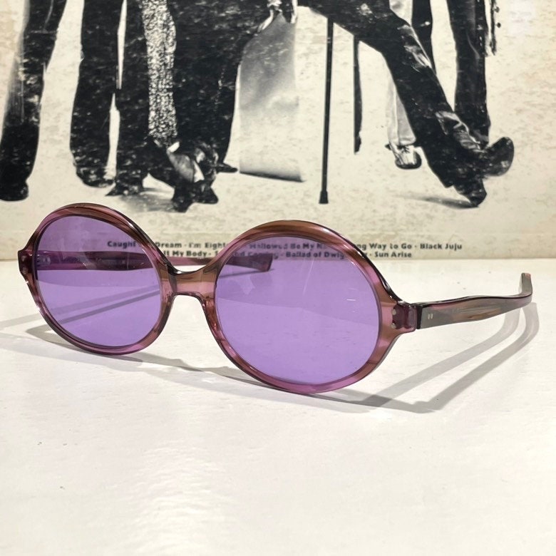 Vintage 1970 Purple Renauld Round Twiggy Mod Sunglasses