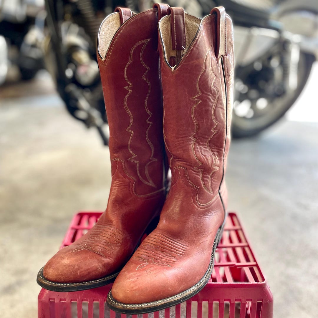 Vintage 1970 1980 Cowtown Rust Cowboy Boots Men's Size 10.5 - Etsy