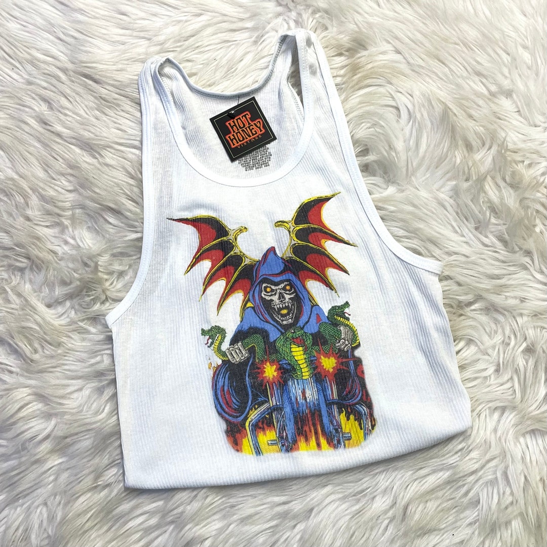 Ribbed Tank With Ghost Rider Vintage Inspired Graphic - Etsy