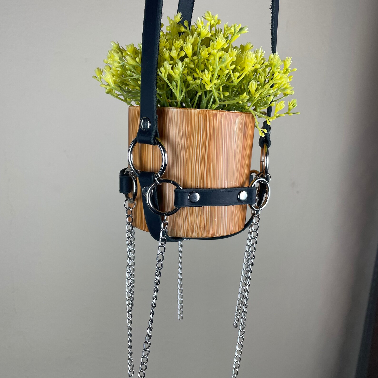 Handmade Leather and Chain Plant Pot Holder Hanger - Etsy