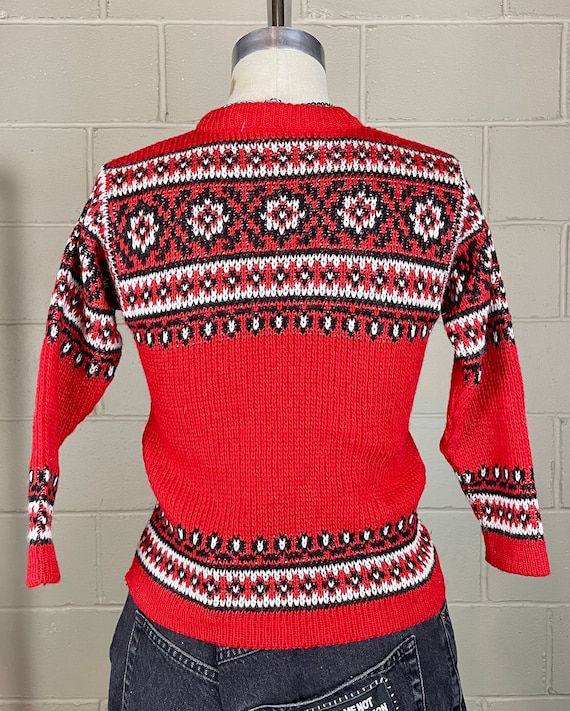 Vintage 1980 Red + Black Traditional Winter Sweater - Gem