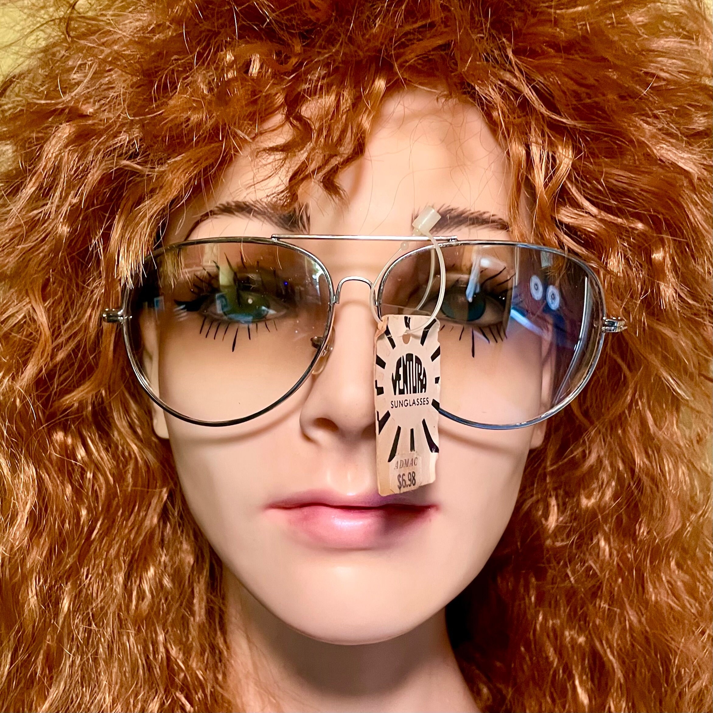 Vintage 1980 1990 Classic Wire Frame Aviators Light Brown Fade Sunglasses