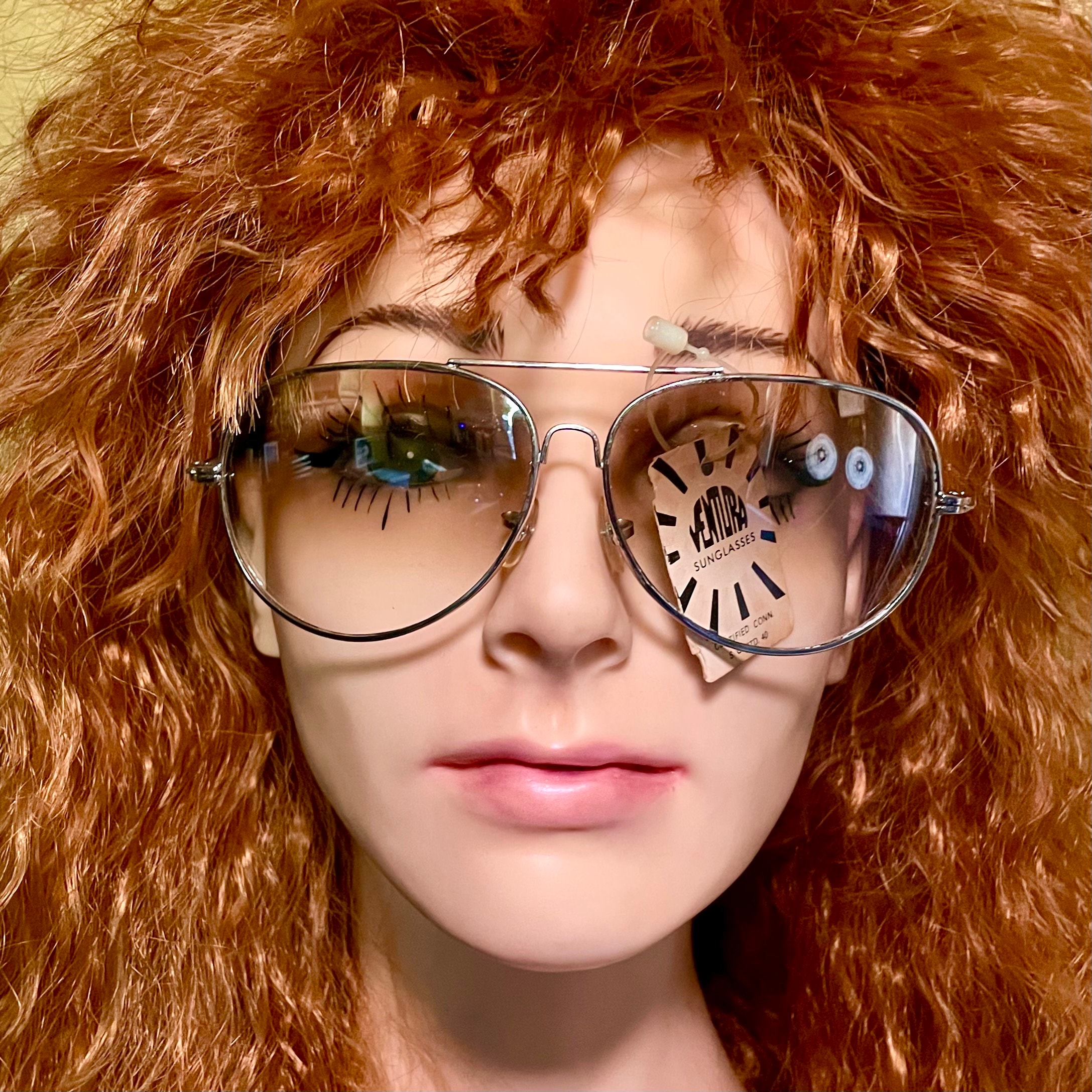 Vintage 1980 1990 Classic Wire Frame Aviators Light Brown Fade Sunglasses