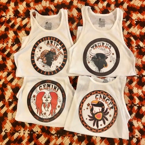 Ribbed Tank With ZODIAC SIGN Vintage Inspired Graphics - Etsy