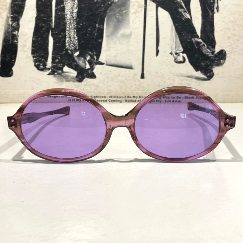 Vintage 1970 Purple Renauld Round Twiggy Mod Sunglasses