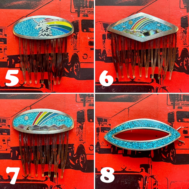Vintage Southwestern Hair Combs and Barrettes Abalone Shell Mother of ...
