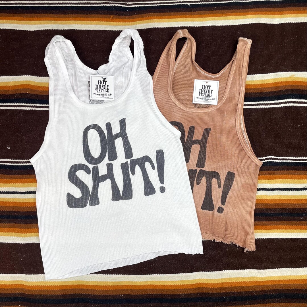 Ribbed Tank With Oh Shit! Vintage Inspired Graphic - Etsy